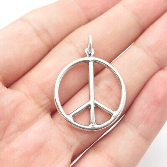 Jewelry | 925 Sterling Silver Vintage Mexico Peace Sign Symbol Round ...